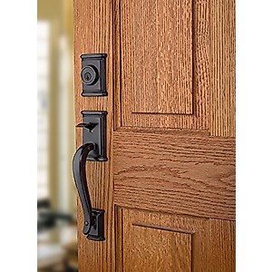 Kwikset 98001-098 Ashfield Single Cylinder Handleset w/Ashfield Lever featuring SmartKey in Venetian Bronze