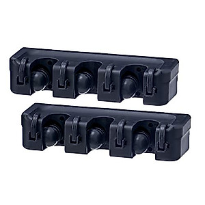 Mop & Broom organizer 3-Slots (Black 2-Pack)