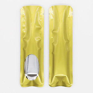 100x Gold/Silver/Gold Long Flat Open Top Bags with Oval Window 6x20cm (2.3x7.8")