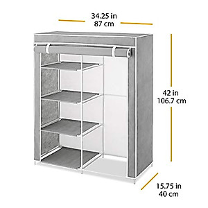 Whitmor Compact Clothes Closet, 15.75 L x 34.25 W x 42.0 H inches, Grey