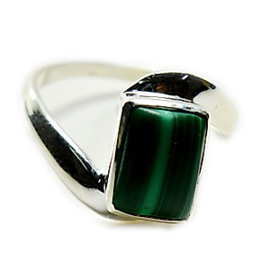 55Carat Genuine Malachite Rings 925 Sterling Silver Green Gemstone Handcrafted Jewelry for Gift Size 4-13