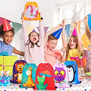 Animal Party Favor Drawstring Bags for Kids Birthday Supplies Carton Animal Backpack String Bags for Boys Girls Baby Shower Birthday Party Gift (32 Pack)
