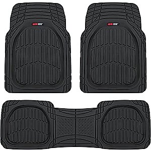 Motor Trend FlexTough Floor Mats for Cars, Black Deep Dish All-Weather Car Mats, Waterproof Trim-To Fit Automotive Floor Mats for Cars Trucks SUV, Universal Floor Liner Car Accessories
