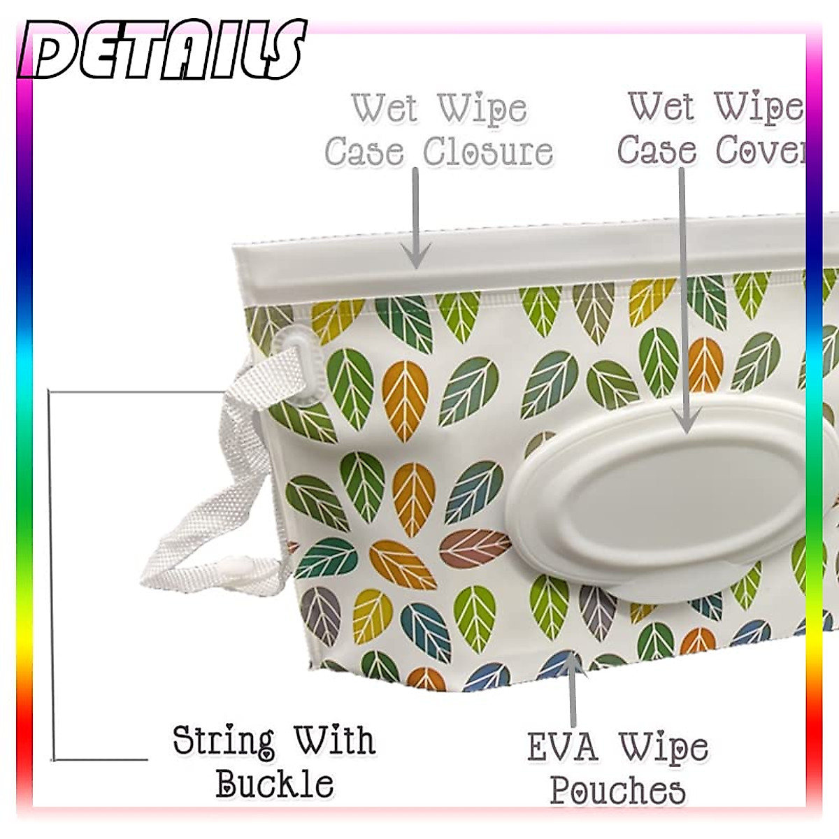 Portable Pouch Bags Set, 2 Pack Wet Wipe Holder Container, Reusable and Refillable Personal Travel Wet Wipes Dispenser Cases