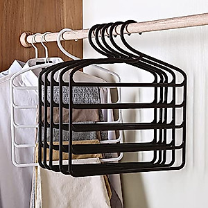 IULJH 5 Layers Hanger Multifunctional Pants Hangers Trousers Wardrobe Closet Organizer Storage Holder Space Saver Rack Clothes Hangers ( Color : Black )