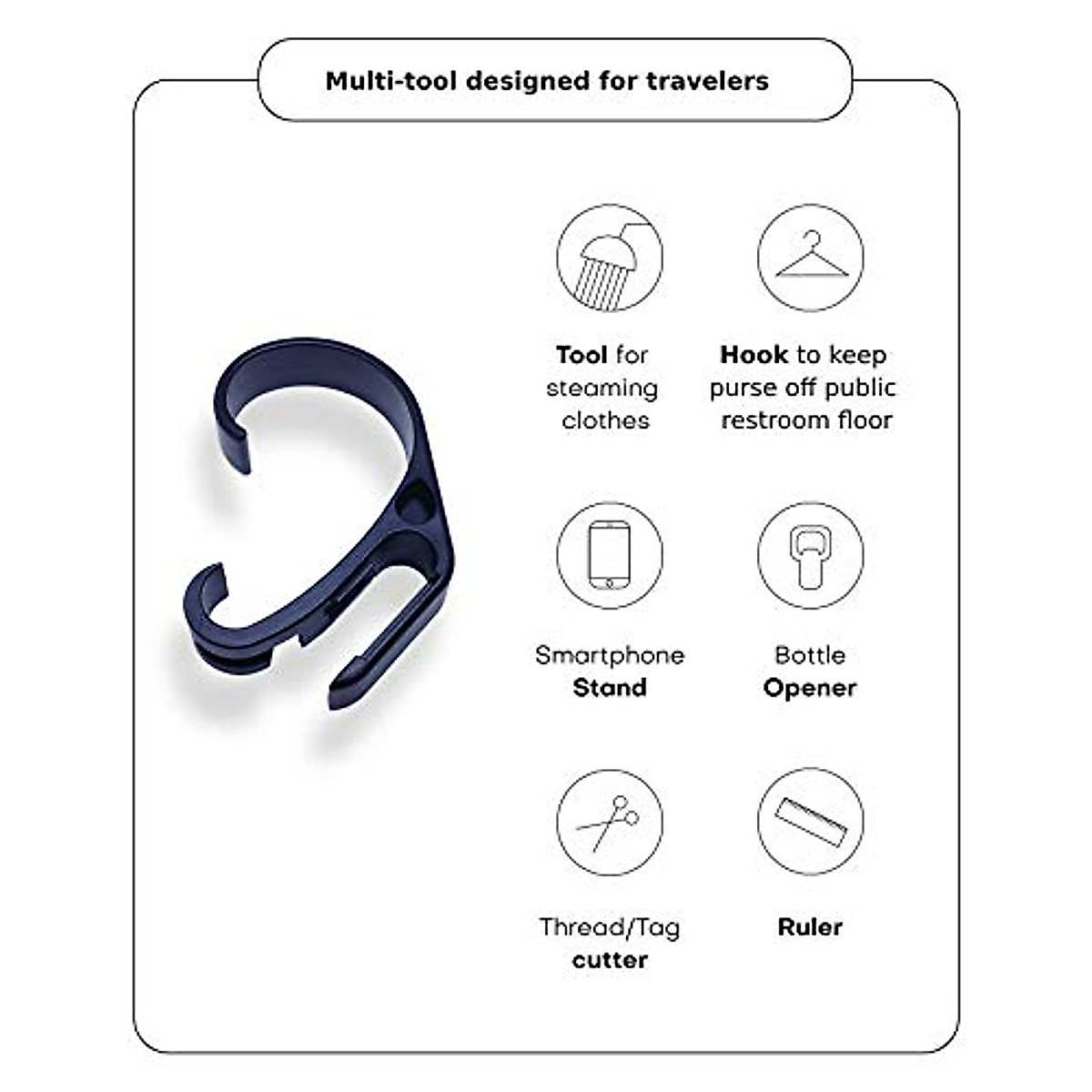 STEAM CLIP Travel Tool Over shower door hook Traveler's Steamer Clip Hook, Over The Door Hanger for Shower, Heavy Duty Clip Hooks for Clothes Bottle Opener & Phone Stand - 1 pack