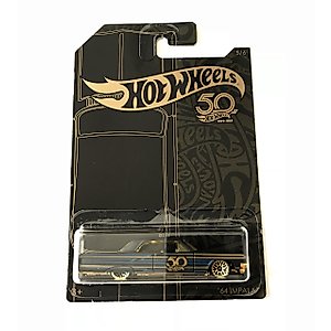 Hot Wheels 2018 50th Anniversary Black & Gold Series 1/64 Scale Diecast Model Car ('64 Impala 5/6)