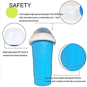 DIY Slushie Maker Cup, Quickly Frozen Cup Cooling Maker Cup, Portable Icy Silicone Cup Homemade Milk Shake Ice Cream Maker for Children and Family(Blue)