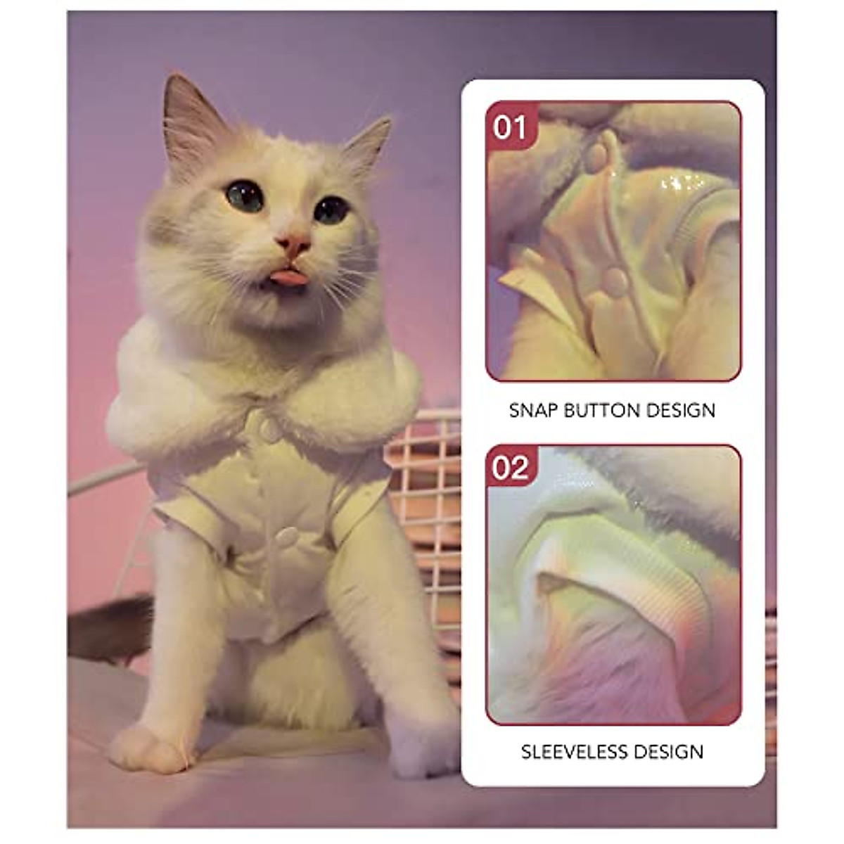 Cat Winter Coat, Pet Cold Weather Clothes with Fur Collar for Small Puppy Dog Clothes Cat Puppy Kitten Clothes M