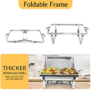 Snowtaros 4 Pack 8QT Chafing Dish Buffet Set, Stainless Steel Food Warmer Set, Rectangular Buffet Server with Tongs & Spoons for Parties, Catering, Banquets, Events (2 Full Size + 2 Half Size)