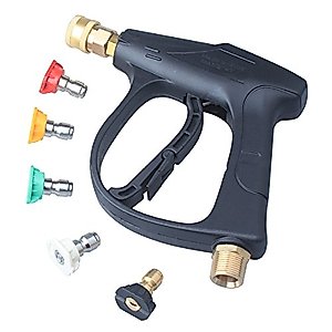 DUSICHIN DUS-220 Short Wand High Pressure Washer Handle Gun 3000 PSI Max 5 Pressure Power Washer Nozzles Tips