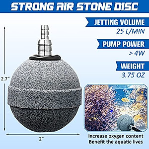 10 Pieces 2 Inch Air Stones for Aquarium Air Stone Ball Diffuser Release Tool Fish Tank Air Stone for Aquarium Air Stones Fish Tanks Buckets Ponds and DWC Reservoirs Accessories, Gray