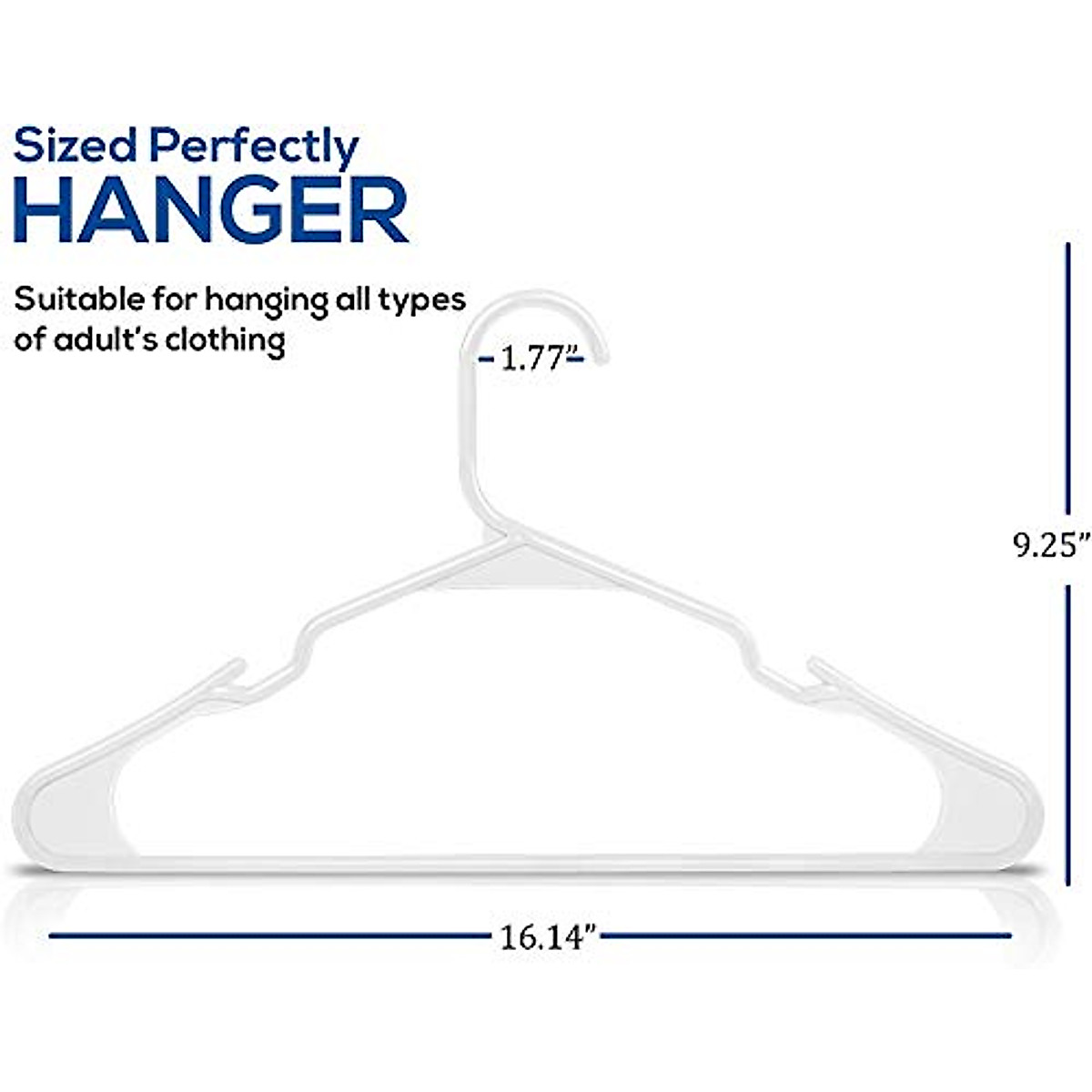 110 Pack - Plastic Hangers for Adults and Kids - Space Saving Notched 50 Pack Plastic Hangers - Durable 60 Pack Kids Hangers - White by Utopia Home