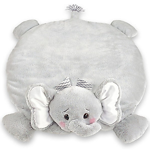 Bearington Baby Lil’ Spout Play Mat: 30” x 30” Plush Elephant Belly Blanket and Play Mat, Includes Soft Plush Fur and Adorable Bow, Perfect for Infants and Toddler Floor Time, Great