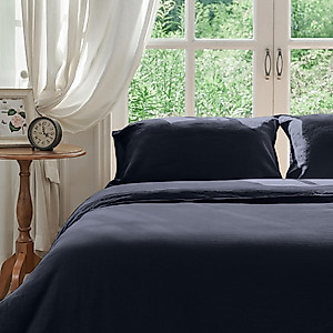 cebihy 100% Linen Duvet Cover Set King 3 Pieces, French Normandy Flax Linen, Cooling, Soft, and Breathable Linen Bedding Set - 1 Duvet Cover 90"x 104", 2 Pillowcases 20"x 40", Indigo