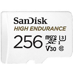 Garmin Dash Cam Tandem, Front and Rear Dual-Lens Dash Camera & SanDisk 256GB High Endurance Video microSDXC Card with Adapter for Dash Cam and Home Monitoring Systems