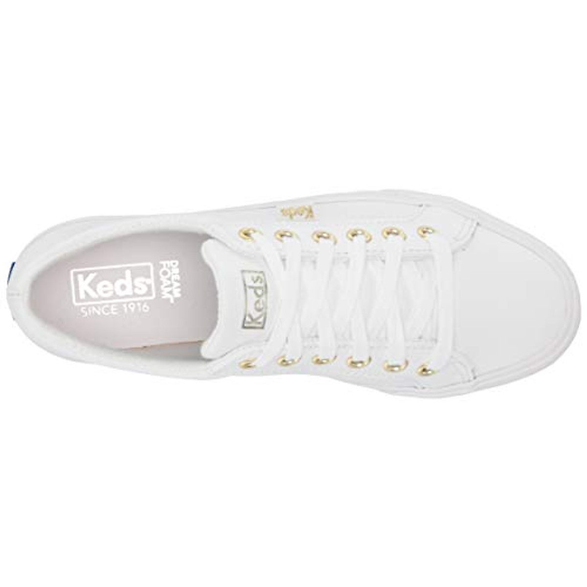 Keds womens Jump Kick Leather Sneaker, White/Gold, 6.5 US