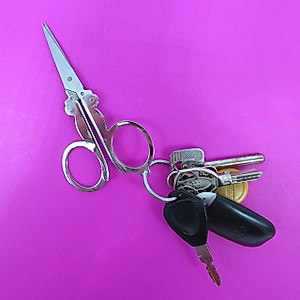 Ouyatoyu 12pcs Stainless Steel Folding Pocket Portable Foldable Mini Travel Scissors Small Scissors Paper Thread Snips Craft Cutter Pointy Sewing Yarn Cutter, Fold Up Scissors