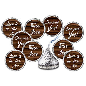 216 Rustic Theme Kisses Stickers for Bridal Shower, Wedding, Bachelorette Party, Bride to Be Hershey Kisses Stickers, Chocolate Drops Labels Stickers for Engagement Party, Hershey's Party Favors
