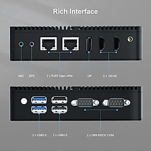 VENOEN Fanless Mini PC Windows 11 Pro Industrial PC 12th Gen in-tel J6412 Processor, 8G DDR4 256G M.2 SSD Office Home Industrial Mini Computer, 2xHD-MI+DP Triple Display/2xLan/2xRS232 COM/WiFi/BT 4.2