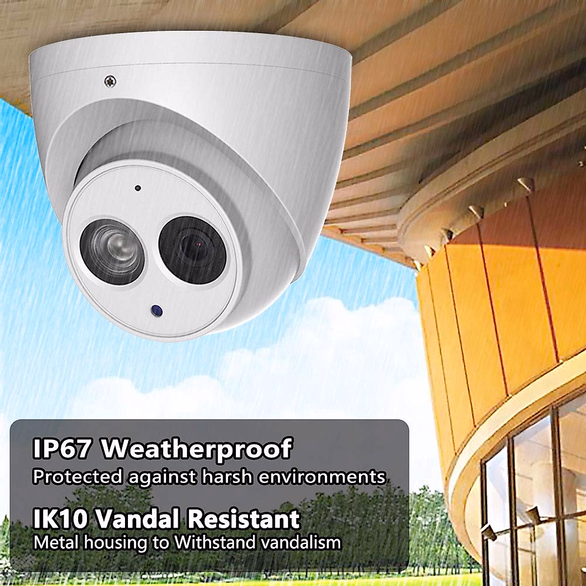 6MP Security PoE IP Camera, Outdoor UltraHD Dome Camera with Built-in Mic, 165ft IR Night Vision, Smart H-2-6-5, IP67 Weatherproof, WDR, 3D DNR(2.8mm)