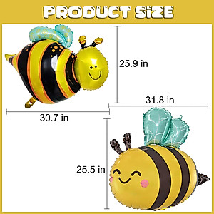 DIYCAM Bee Balloons, Bumble Bee Balloons for Bee Birthday Party Decoration, 6 Pcs Foil Mylar Bee Balloon for Bee Themed Party Birthday Baby Shower Gender Reveal Birthday Party Decorations Supplies