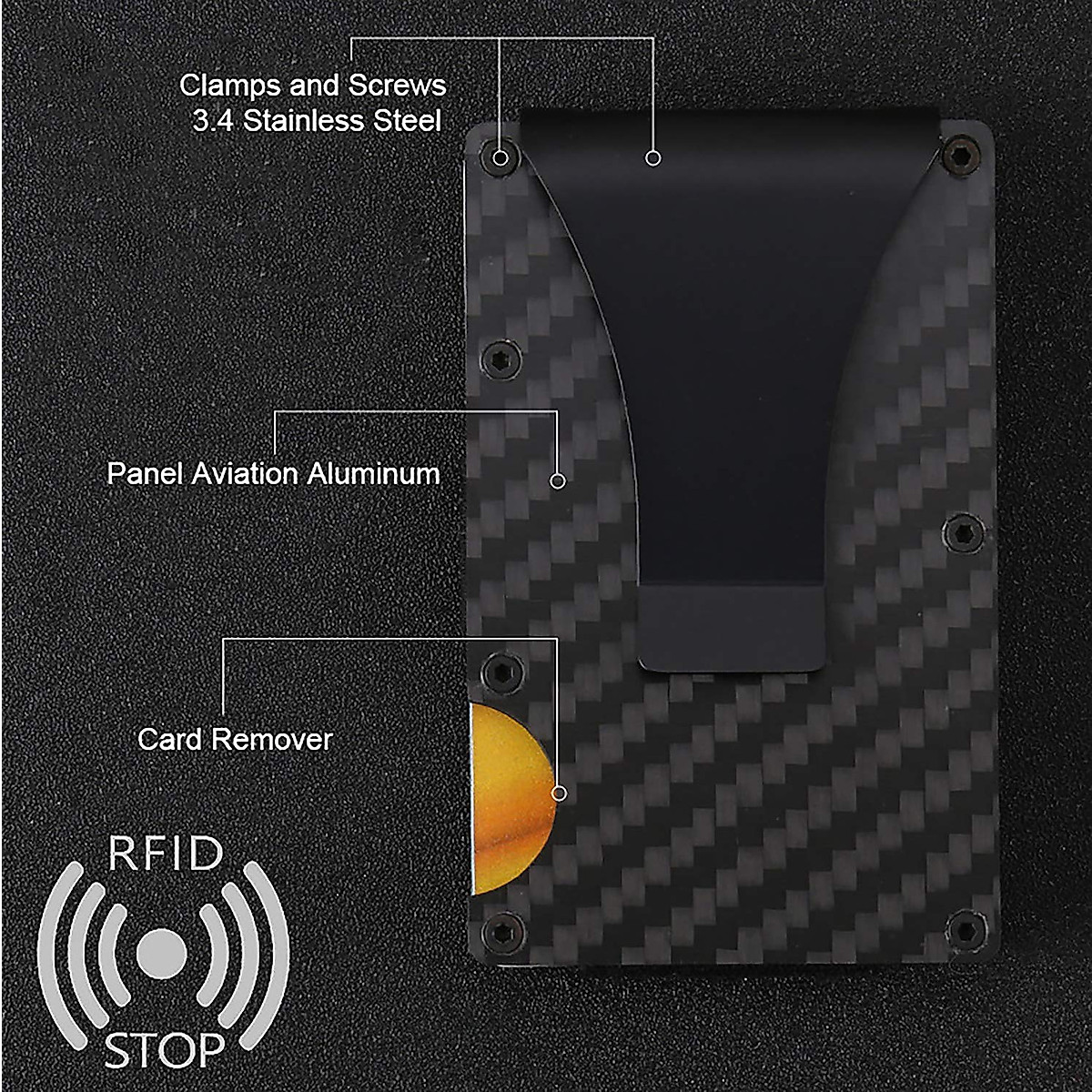 YHF RFID Blocking Money Clip Wallets for Men & Women - Minimalist Wallet Credit Card Holder/Organizer - Carbon Fiber Wallets Slim Ideal Gift For Mens Women(Silver)