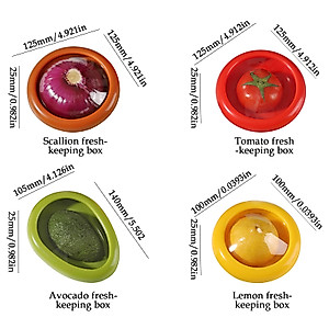 4 Pieces Storage Set Fruit Vegetable Shaped Savers Storage Box, Avocado, Onion, Tomato, and Lemon Reusable Refrigerator Storage Box for Food Fresh-Keeping, Fresh-Keeping Container