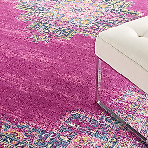 Nourison Passion Fuchsia 9' x 12' Area Rug, Boho, Traditional, Easy Cleaning, Non Shedding, Bed Room, Living Room, Hallway (9x12)