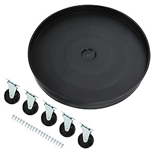 KUAFU 500 lbs Drum Dolly for 55 Gallon Round Container, Heavy Duty Plastic Drum Cart, Durable Plastic Barrel Cart with 5 Swivel Casters Wheels for Moving Item Transport Black