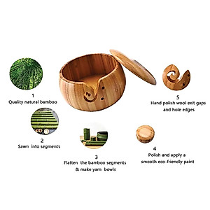 CHEERZEER CUSTOMIZE Personalized Large Wooden Bowl with Lid for Knitters and Crocheters, Wood Yarn Ball Holder Gift for Grandma and Mom on Mother's Day, Christmas, Birthdays