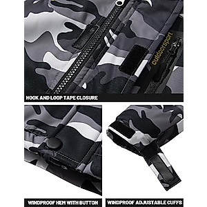 TACVASEN Mens Tactical Jacket Water Resistant Winter Ski Jacket Green Camo Military Jacket Thick Warm Jacket Camo Parka Rain Coat Snow Coat