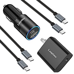 Fast Charging Type C Charger Cable for Samsung Galaxy S23/S22/S21 FE 5G/S20/Ultra/Plus/S10/S9/Note 10/A32/A53/Z Fold 3, Google Pixel Phone, 25W PD[PPS] Car Adapter + Wall Block+2 Pack USB C Cord 3.3ft