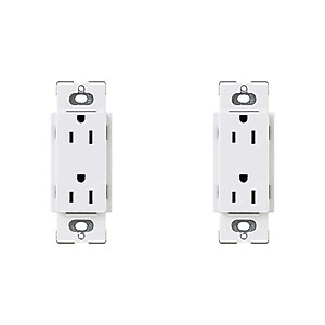 Lutron Claro 15 Amp Duplex Outlet, CAR-15-WH, White (Pack of 2)