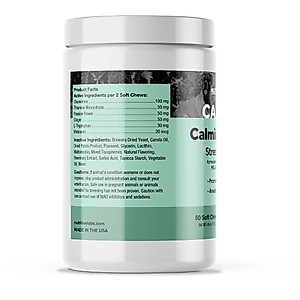 Nutriline Labs Calm EZ Calming Dog Chews - Calming Chews for Dogs with Chamomile, Melatonin & Ginger - Help Aid Stress Relief During Travel, Grooming, or Separation - Beef Flavor, USA Made, 60 Count