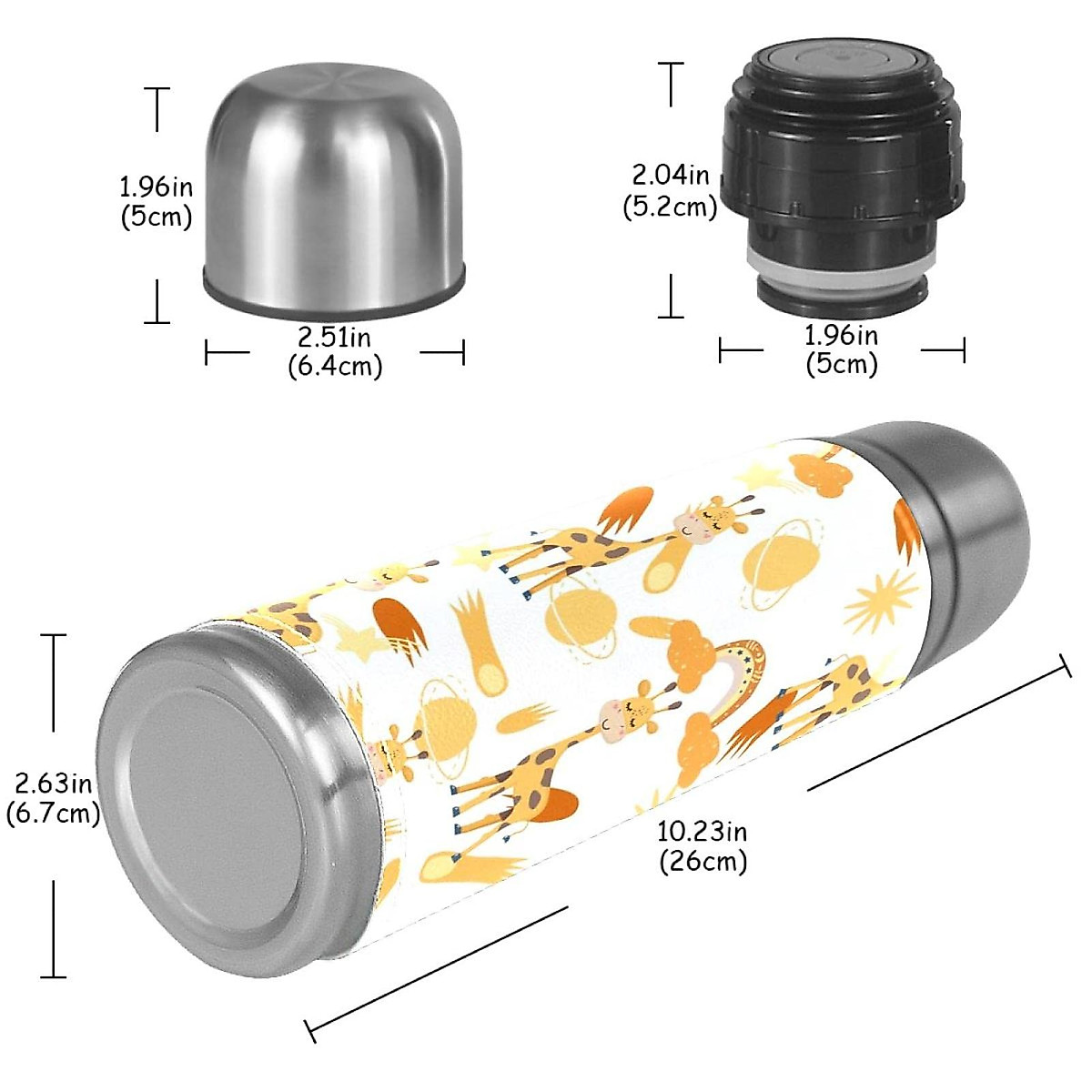 Stainless Steel Leather Vacuum Insulated Mug Giraffe Thermos Water Bottle for Hot and Cold Drinks Kids Adults 16 Oz