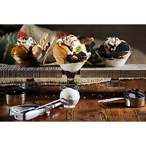 Glasia Set of 4 Glass Ice Cream Bowls and 4 Stainless Steel Spoons | Small Dessert Cups for Parfait Sundae Snacks Fruit | Mini Sorbet Glasses | Footed Trifle Tasters with Spoon for Parties