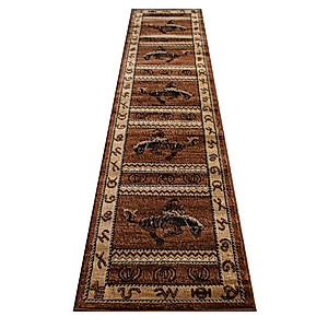Western Area Rug Design 370 Lodge Brown (2 Feet 4 Inch X 10 Feet 9 Inch) Runner