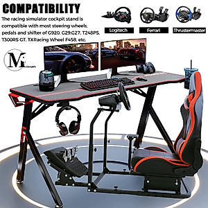 Minneer Driving Simulator Cockpit Superstable Mount Match Seat Fit for Logitech/Thrustmaster/Fanatec G29/G920/G923/G27/T248/TX Racing Steering Wheel Stand(Seat, Wheel, Pedals, Handbrake Not Included