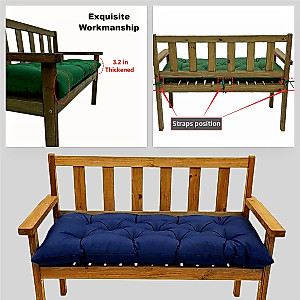 Waterproof Outdoor Bench Cushion, 48"x20", Swing Cushion Patio Furniture Cushions 3 Seater, for Garden Patio Furniture Lounger Bench (Navy blue, 48x20 in)