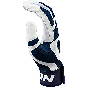 Easton | MAV GT Baseball Batting Gloves | White/Navy | Adult Medium