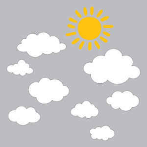 DECOWALL DWG-707WY Sun and Clouds Graphic Kids Wall Stickers Wall Decals Window Stickers Peel and Stick Wall Stickers for Kids Nursery Bedroom Living Room (White_707WY)