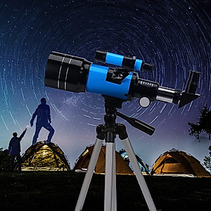 Telescope for Adults &Beginners,70mm Aperture 300mm AZ Mount with Adjustable Tripod and Fully Multi-Coated Optics, Portable Astronomy Refractor Telescope, Wireless Remote