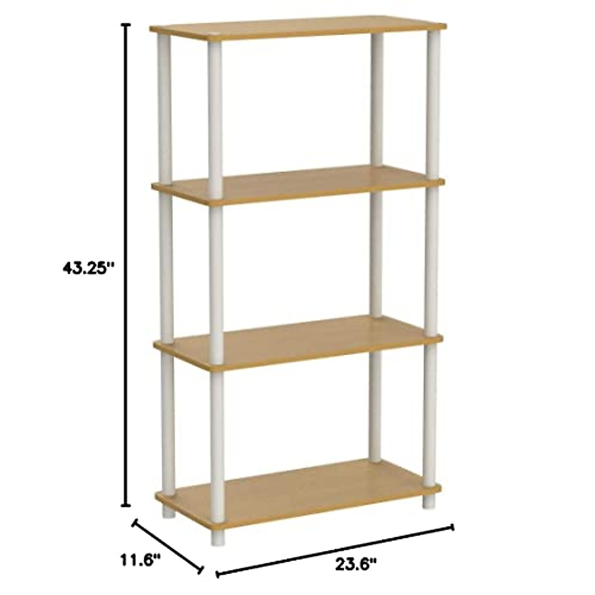 Furinno (99557BE/WH) Turn-N-Tube 4-Tier Multipurpose Shelf Display Rack - Beech/White