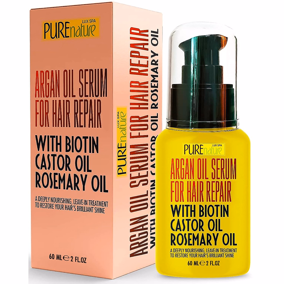 Moroccan Argan Oil Hair Serum - Rescue Frizzy and Damaged Locks - With Heat Protectant and Straightening Properties - Hydrating Anti Frizz Products For Curly and Straight Hair with Split Ends