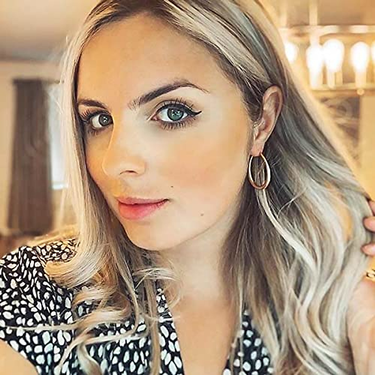 14K Gold Oval Hoop Earrings for Women 925 Sterling Silver Post Hypoallergenic Hoops Earrings