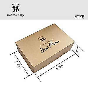 LADY&HOME Groomsmen Box 8 Packs, Groomsman Gift Box, Best Man and Groomsmen Proposal Box Set for Barchelor Party, 6 Will You Be My Groomsman and 2 Best Man(Brown-Squiggle)