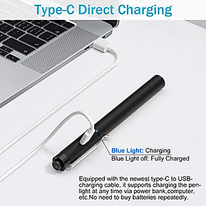 RISEMART Pen Light for Nurse, Rechargeable LED Medical Pen Light, Warm&White Light, Portable Medical PenLight with Pupil Gauge for Nurse, Doctor, First Aid, EMT, Nursing,Nursing Student Black