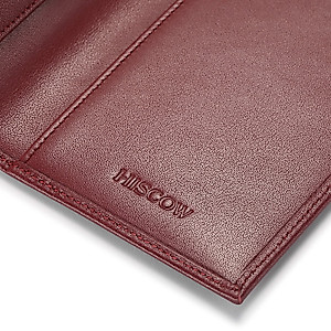 HISCOW Supple Leather Checkbook Cover with Free Divider - Italian Calfskin (Wine Red)