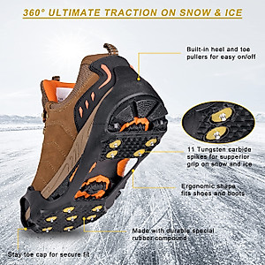 Ice Snow Cleats 11 Studs Traction Cleats Walk Traction Cleats Crampons Ice Snow Grippers for Walking on Snow Ice Rubber Walking Cleats Traction